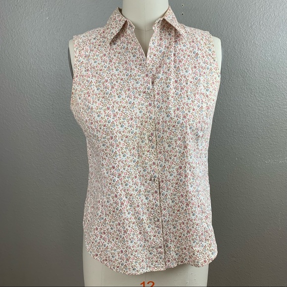 Caslon | Tops | Caslon Sleeveless Floral Button Snap Front Blouse ...